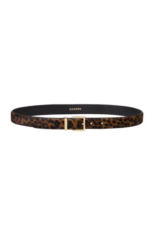 Sandro Pony-effect Leather Belt - Brown