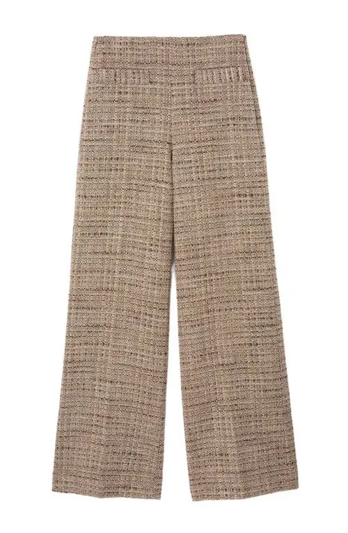 Sandro Decorative Tweed Wide-leg Trousers - Brown