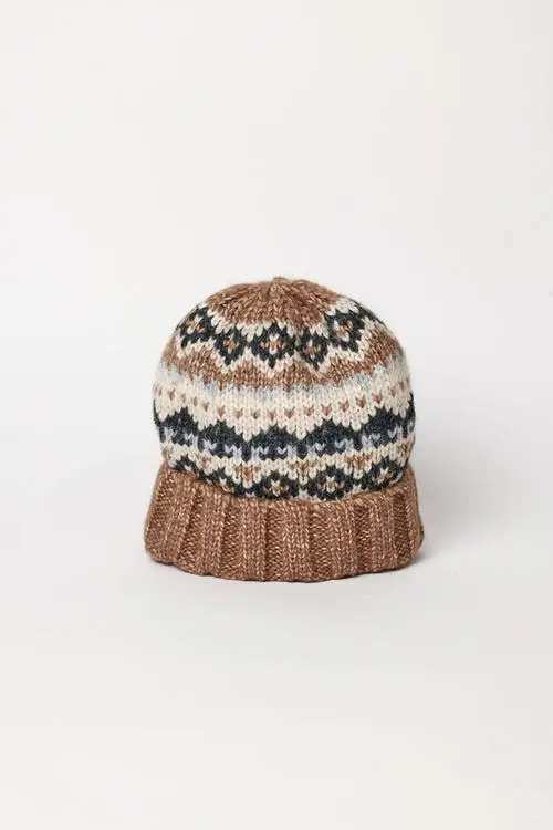Hat Attack Fair Isle Beanie - Brown