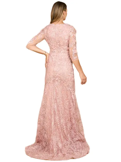 LARA NEW YORK Lace Mermaid Gown With Rhinestone Embellishments