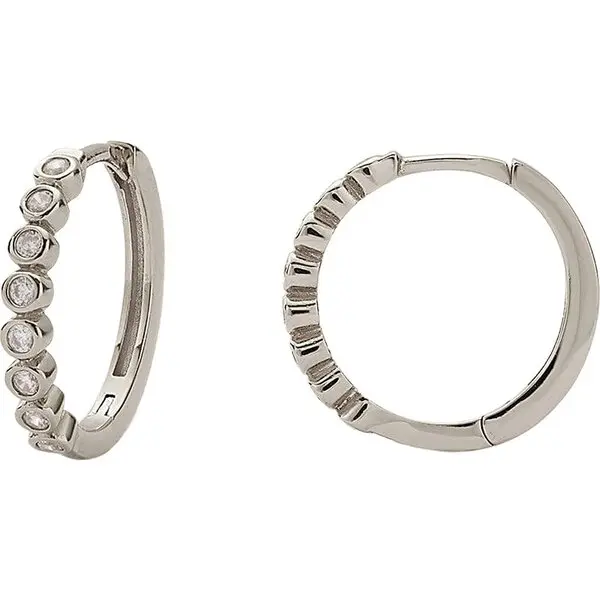 MADE BY MARY Poppy Cubic Zirconia Hoop Earrings - Silver