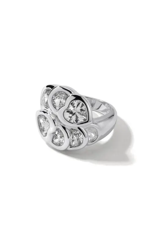 MIRANDA FRYE Mixed Cut Cubic Zirconia Cocktail Ring - Silver