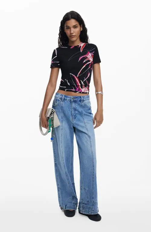Desigual Floral Ribbed T-shirt