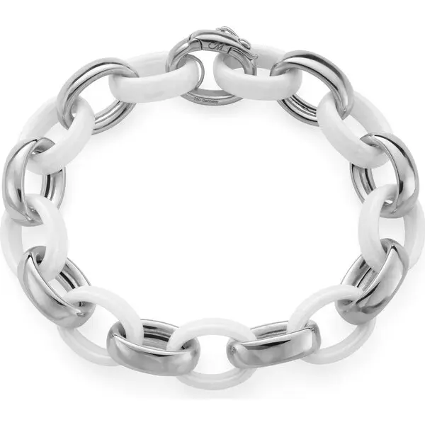 Monica Rich Kosann Marilyn Ceramic Link Bracelet - Silver/white