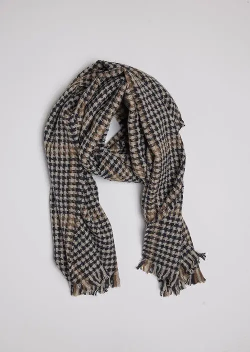 Hat Attack Peak Scarf - Black/white/tan Check