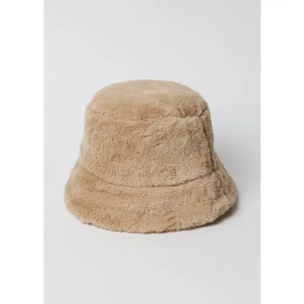 Hat Attack Faux Fur Bucket Hat - Tan