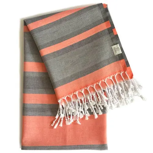 ECO HILANA Samara Gray Turkish Towel - Orange