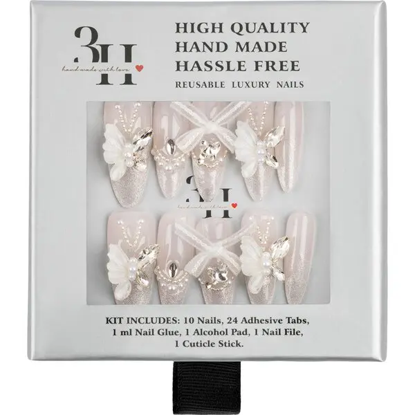 3H NAILS Ethereal Wings Luxury Handmade Press On Nails - Powder