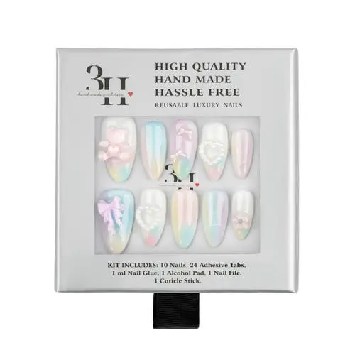 3H NAILS Pastel Aura Luxury Handmade Press On Nails - Multicolor Pastel