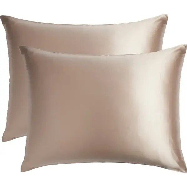 Nordstrom Set Of 2 Silk Pillowcases - Tan Thread