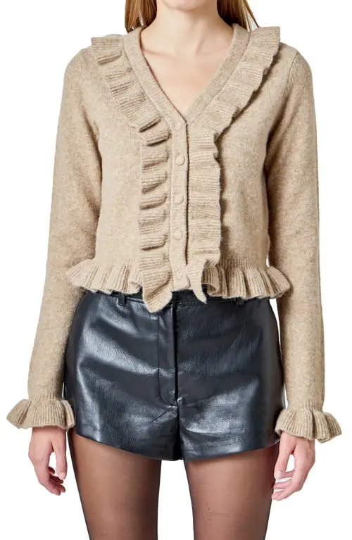 Endless Rose Ruffle Trim Crop Cardigan