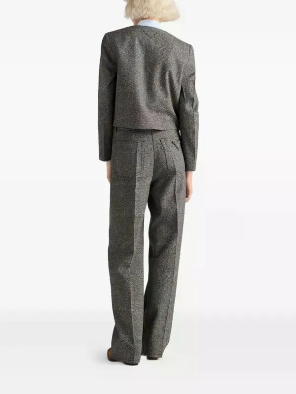 Prada Prince Of Wales Check Tailored Trousers - Grey