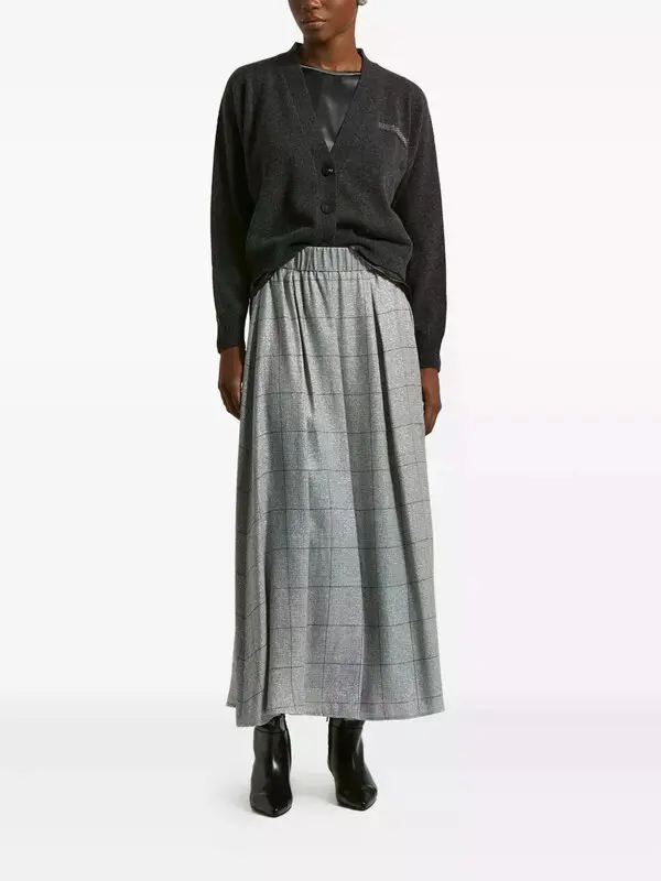 Peserico Checked-pattern Pleated Maxi Skirt