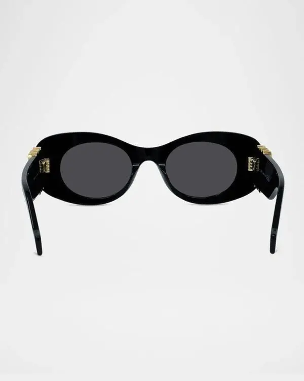 Loewe Anagram 49mm Oval Sunglasses - Shiny Black