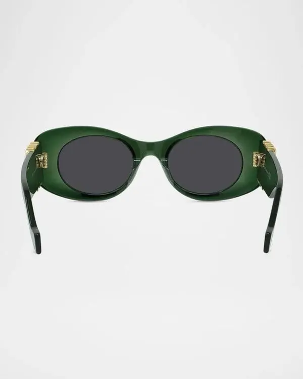 Loewe Anagram 49mm Oval Sunglasses - Dark Green