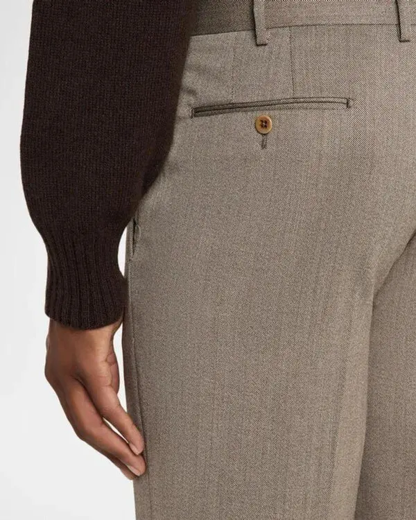 Zanella Parker Wool Twill Pants - Khaki
