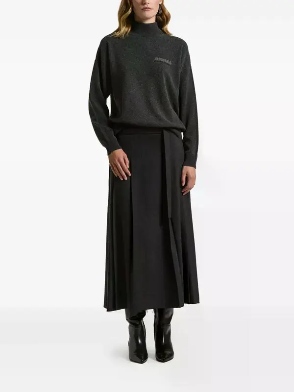 Peserico High-neck Embellished Sweater - Grey