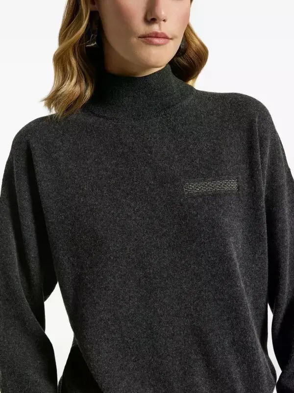 Peserico High-neck Embellished Sweater - Grey