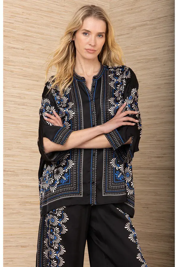 Hale Bob Zaria Charmeuse Top - Black