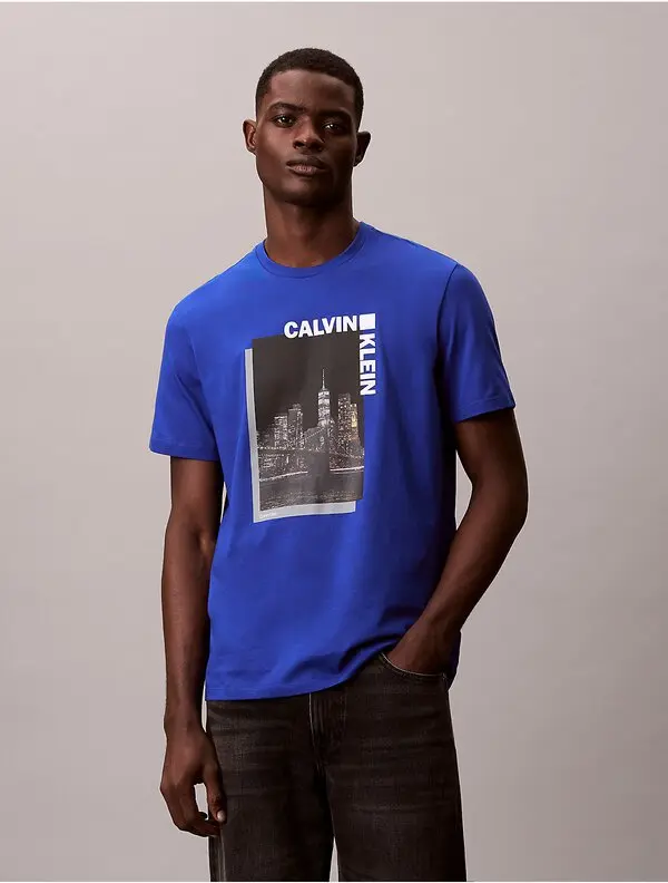 Calvin Klein City Night Logo Graphic Classic T-shirt - Cobalt