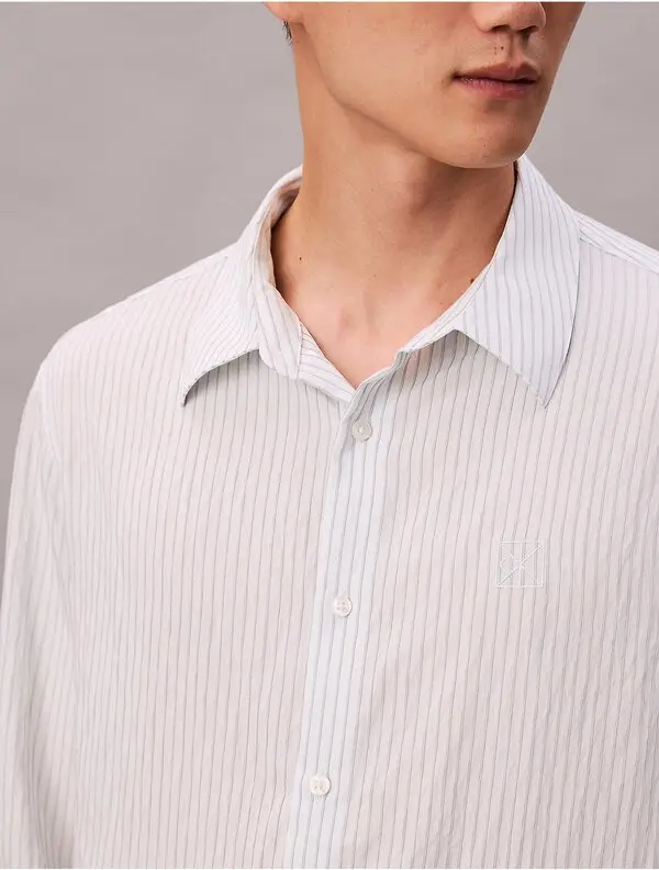 Calvin Klein Stripe Viscose Blend Relaxed Button-down Shirt - Diaphonous