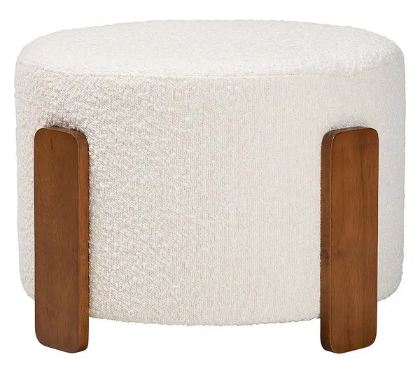 BAXTON STUDIO Finlay Boucle Fabric Ottoman Foot Stool
