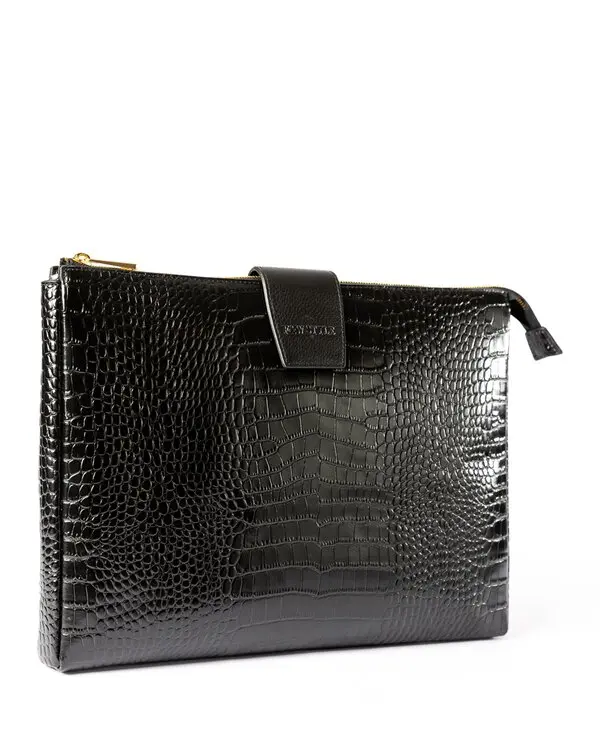 F & W STYLE Layla Embossed Leather Laptop Case - Black