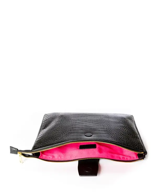 F & W STYLE Layla Embossed Leather Laptop Case - Black