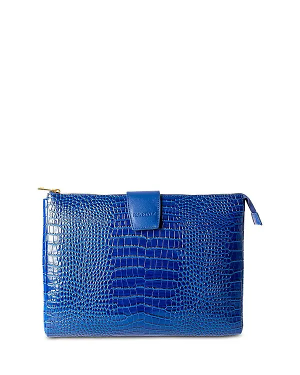 F & W STYLE Layla Embossed Leather Laptop Case - Blue