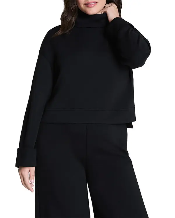 Spanx Airessentials Cropped Turtleneck Sweatshirt - Very Black