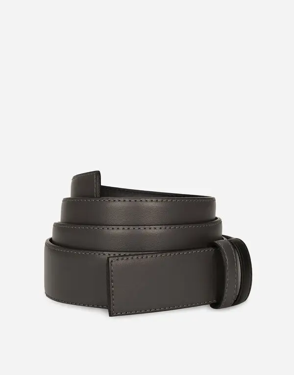 Dolce & Gabbana Reversible Calfskin Belt Strap - Grey