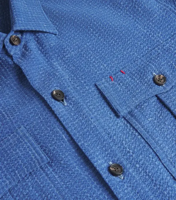 Isaia Wool-silk-linen Seersucker Overshirt