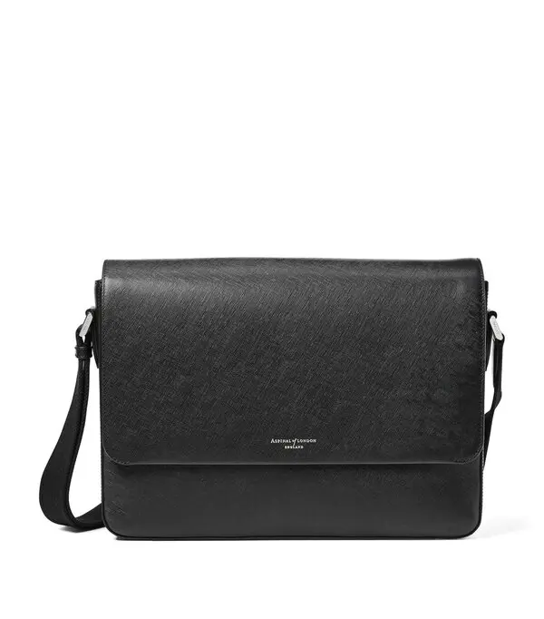 ASPINAL OF LONDON Leather Postman Messenger Bag - Black