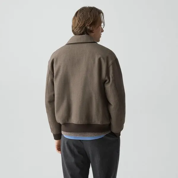 Theory Modern Aviator Jacket In Dapper Wool - Feather