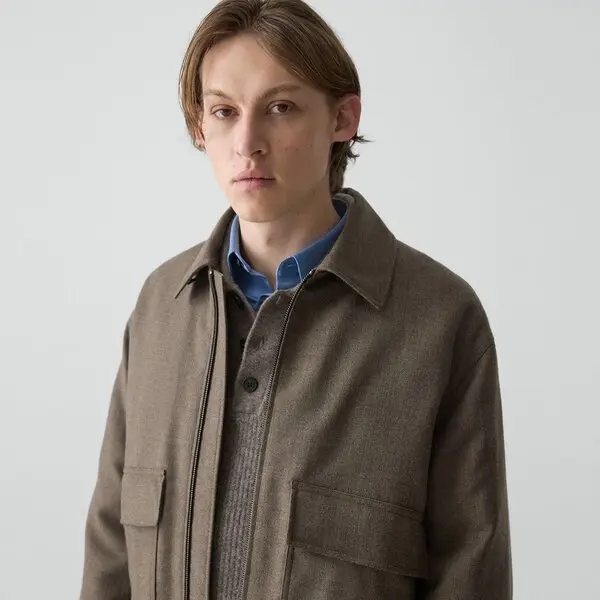 Theory Modern Aviator Jacket In Dapper Wool - Feather
