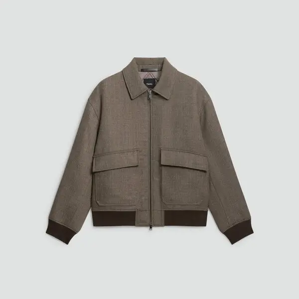 Theory Modern Aviator Jacket In Dapper Wool - Feather