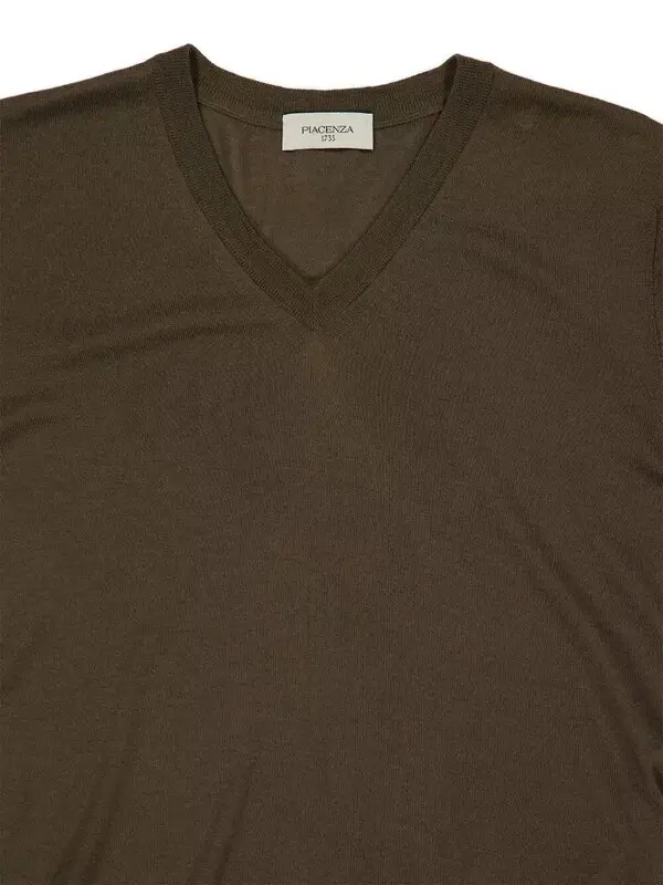 PIACENZA CASHMERE 1733 V-neck Long-sleeve Sweater - Green