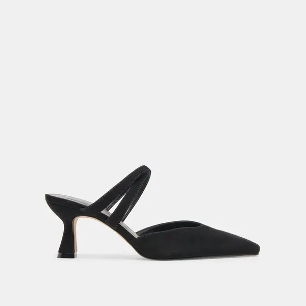 DOLCEVITA Linore Criss-cross Mules - Onyx Suede