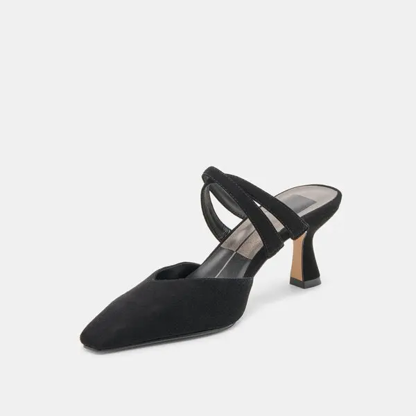 DOLCEVITA Linore Criss-cross Mules - Onyx Suede
