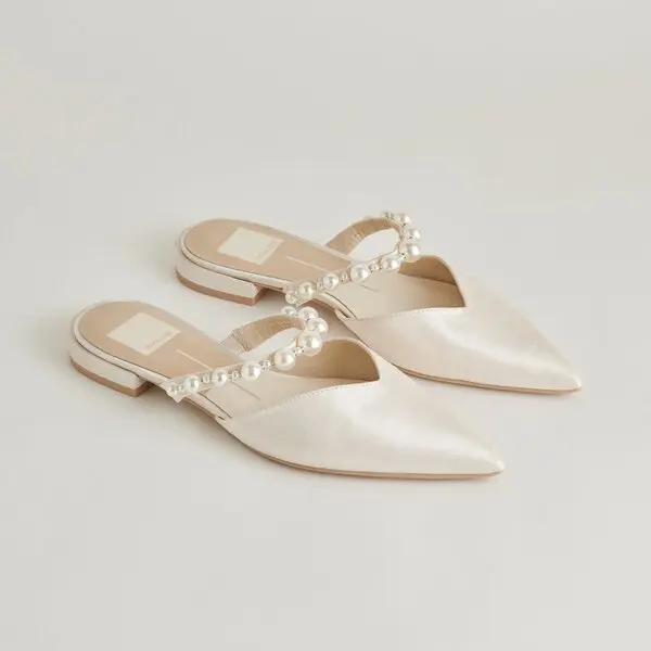 DOLCEVITA Kanika Pearl Embellished Flats - Vanilla Pearls