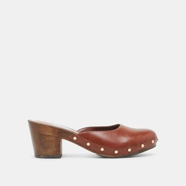 DOLCEVITA Camyn Heeled Mules - Brown Leather