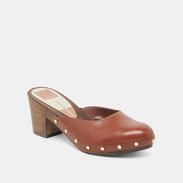 DOLCEVITA Camyn Heeled Mules - Brown Leather