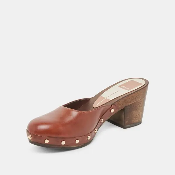 DOLCEVITA Camyn Heeled Mules - Brown Leather