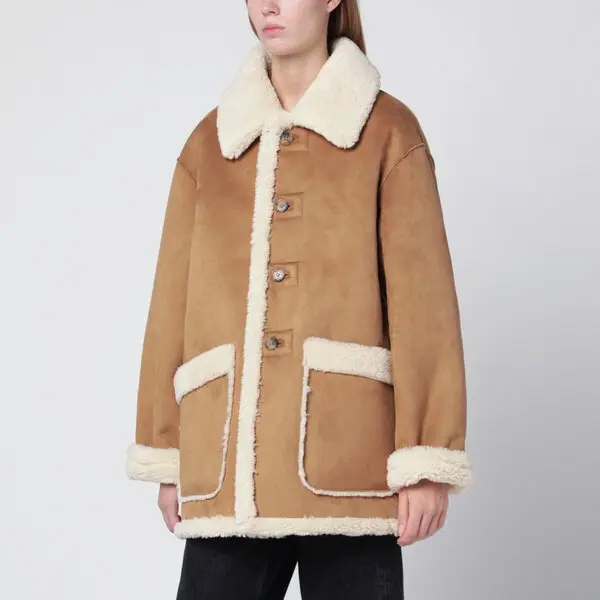 DUNST Faux-leather Shearling-effect Coat - Brown