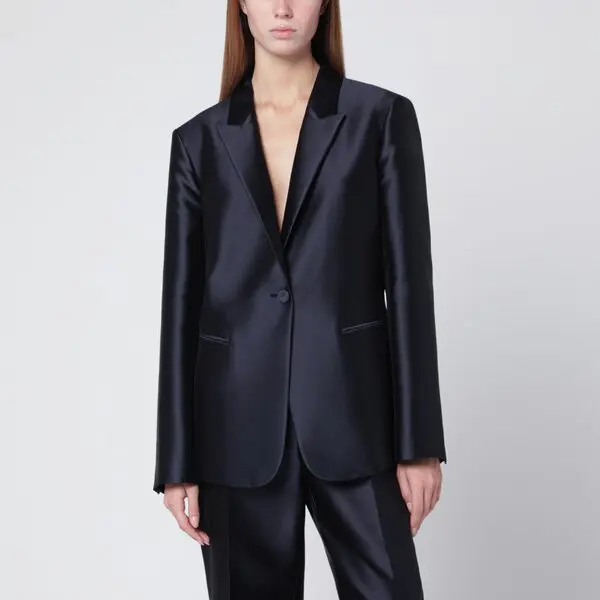 Alberta Ferretti Single-breasted Satin Jacket - Blue