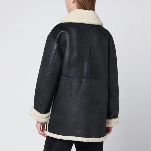 DUNST Faux-leather Shearling-effect Coat - Black