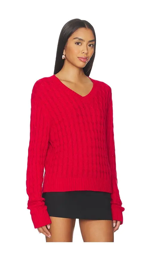 Frankies Bikinis Prince Cable Knit V-neck Sweater - Heartstrings