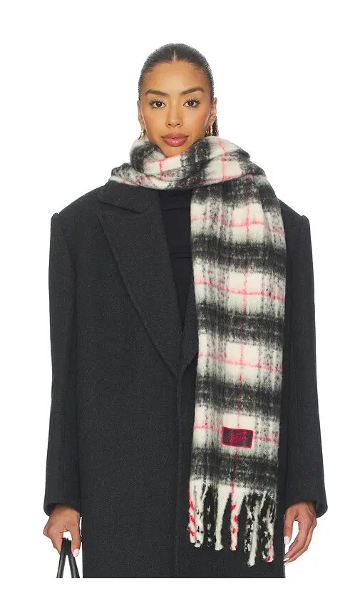 DAMSON MADDER Brushed Oversized Scarf In Black,cream - Multi