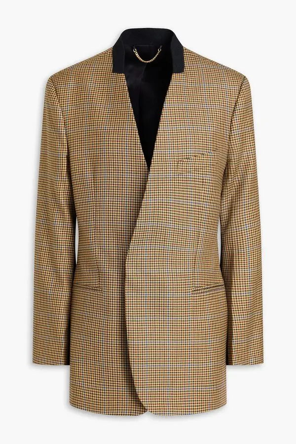 Victoria Beckham Houndstooth Wool-tweed Blazer - Sand