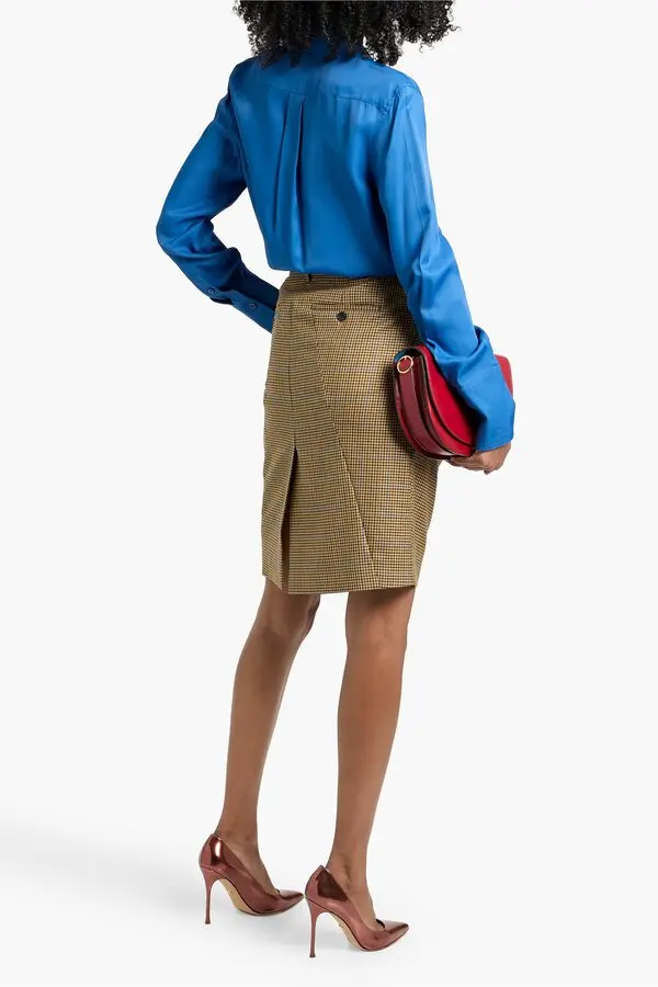 Victoria Beckham Houndstooth Wool Skirt